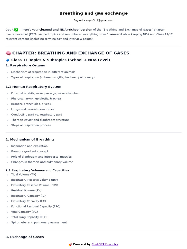 Breathing and Gas Exchange | PDF | Respiratory System | Breathing