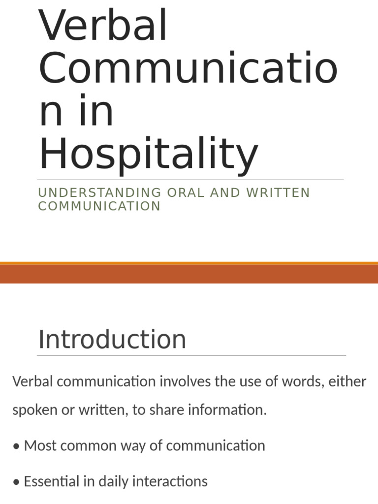 Verbal Communication Hospitality | PDF