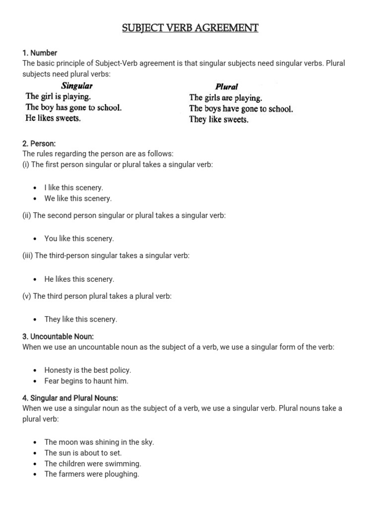 Subject Verb Concord | PDF | Grammatical Number | Plural