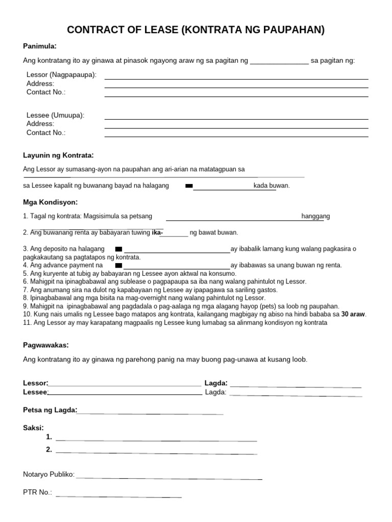 Contract of Lease | PDF