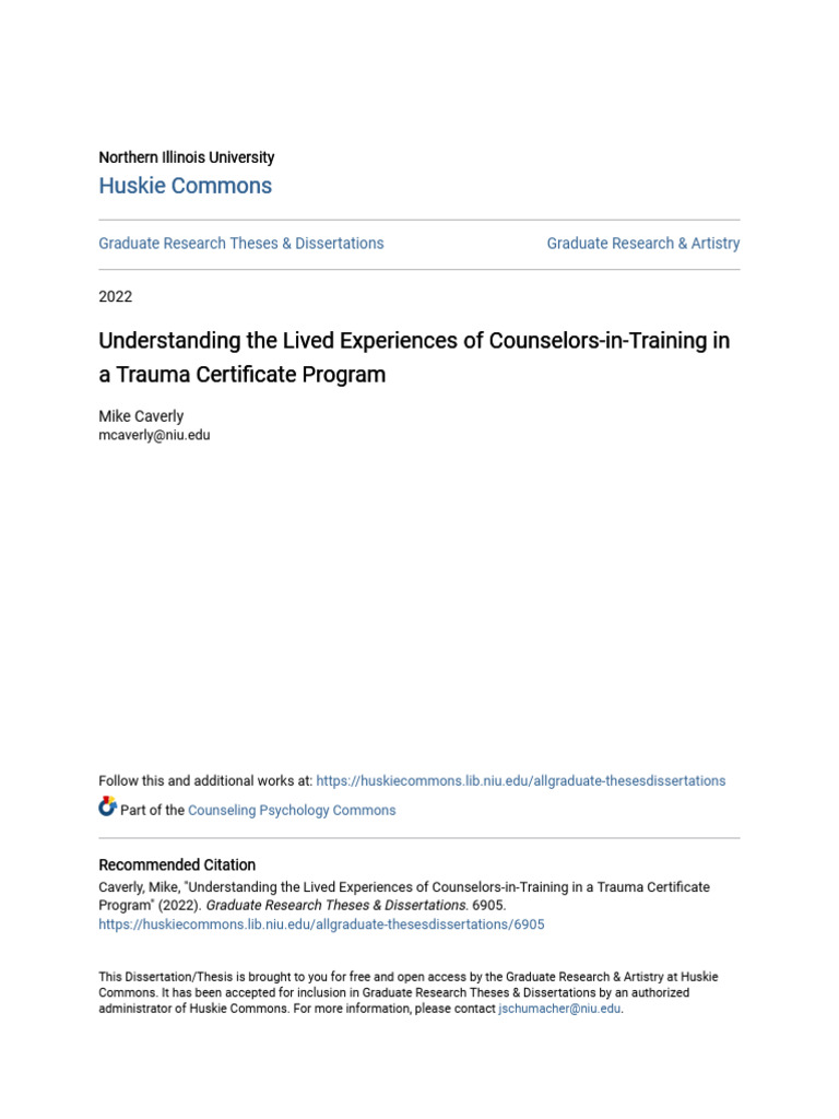 Understanding The Lived Experiences of Counselors-In-Training in A ...