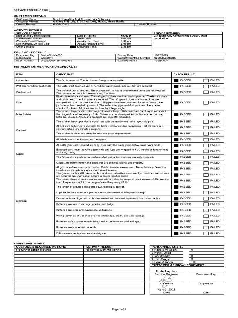 FM800 Installation Verification Checklist | PDF | Electrical Wiring ...