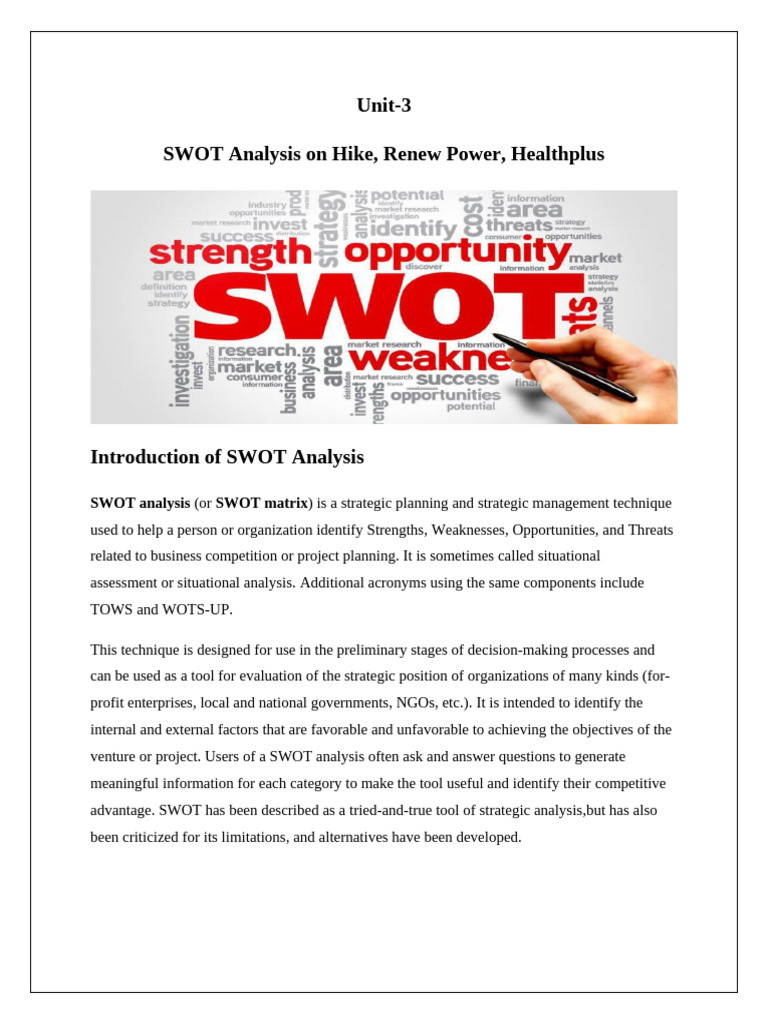 Vinay SAP Unit-3 | PDF | Swot Analysis | Renewable Energy