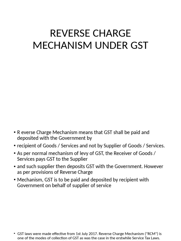 Understanding Reverse Charge Mechanism in GST | PDF | Taxes ...