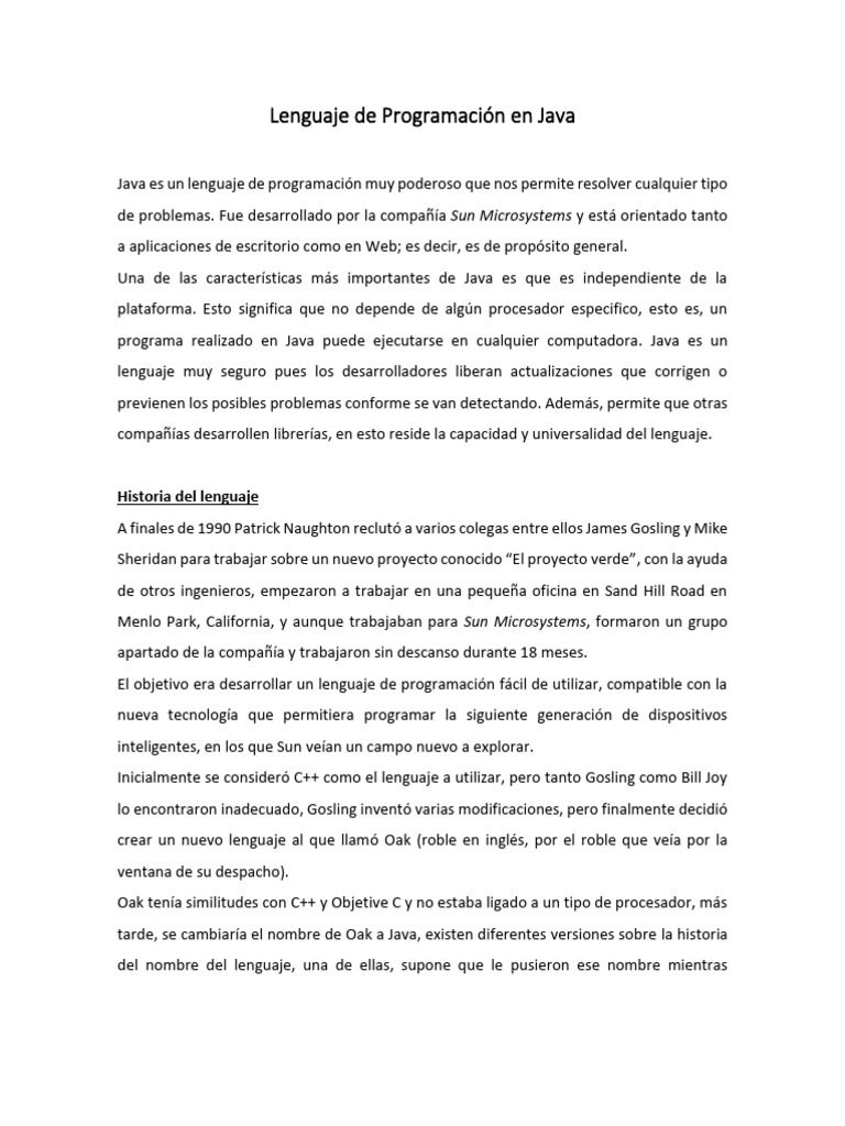 Lenguaje de Programación en Java | PDF | Java (lenguaje de programación) | Programa de computadora