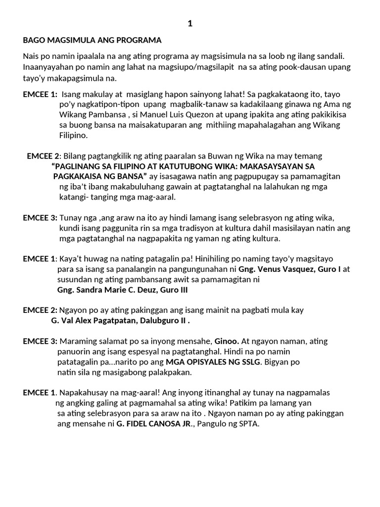 2025 Buwan NG Wika Script | PDF