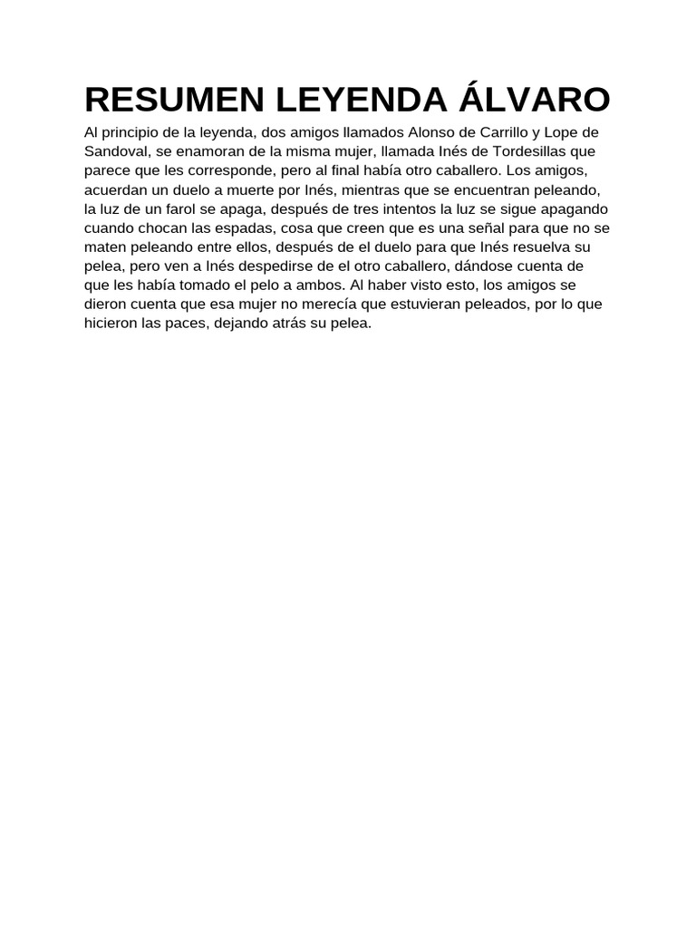 Resumen Leyenda Álvaro | PDF