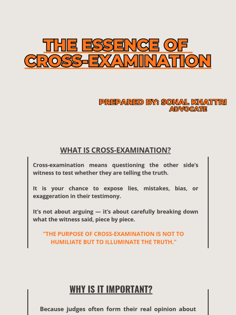 The Essence of Cross-Examination | PDF | Witness | Cross Examination