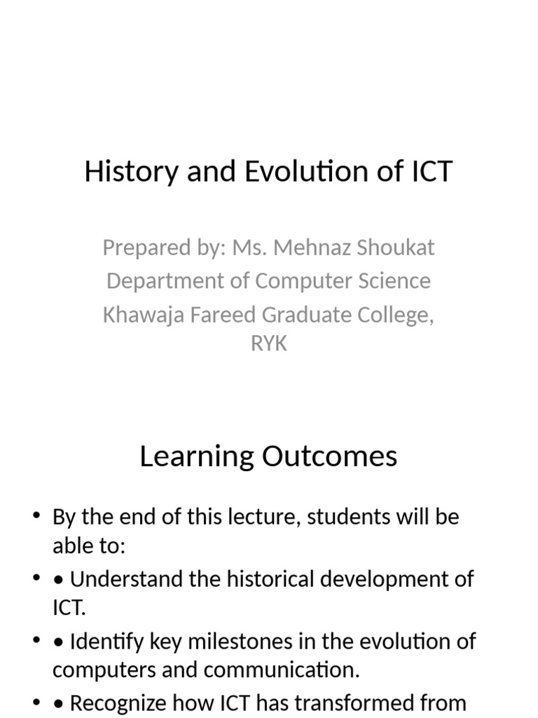 Lecture 2 History and Evolution of ICT | PDF | Information Age | Computing