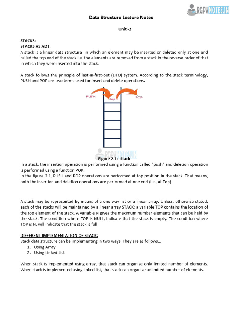 Unit 2 - Data Structure - WWW - Rgpvnotes.in | PDF | Queue (Abstract ...