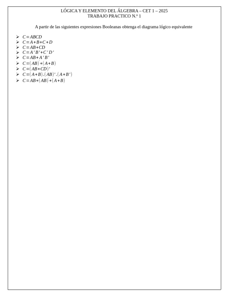 Trabajo Practico Nro 1 - Diagrama Logico | PDF