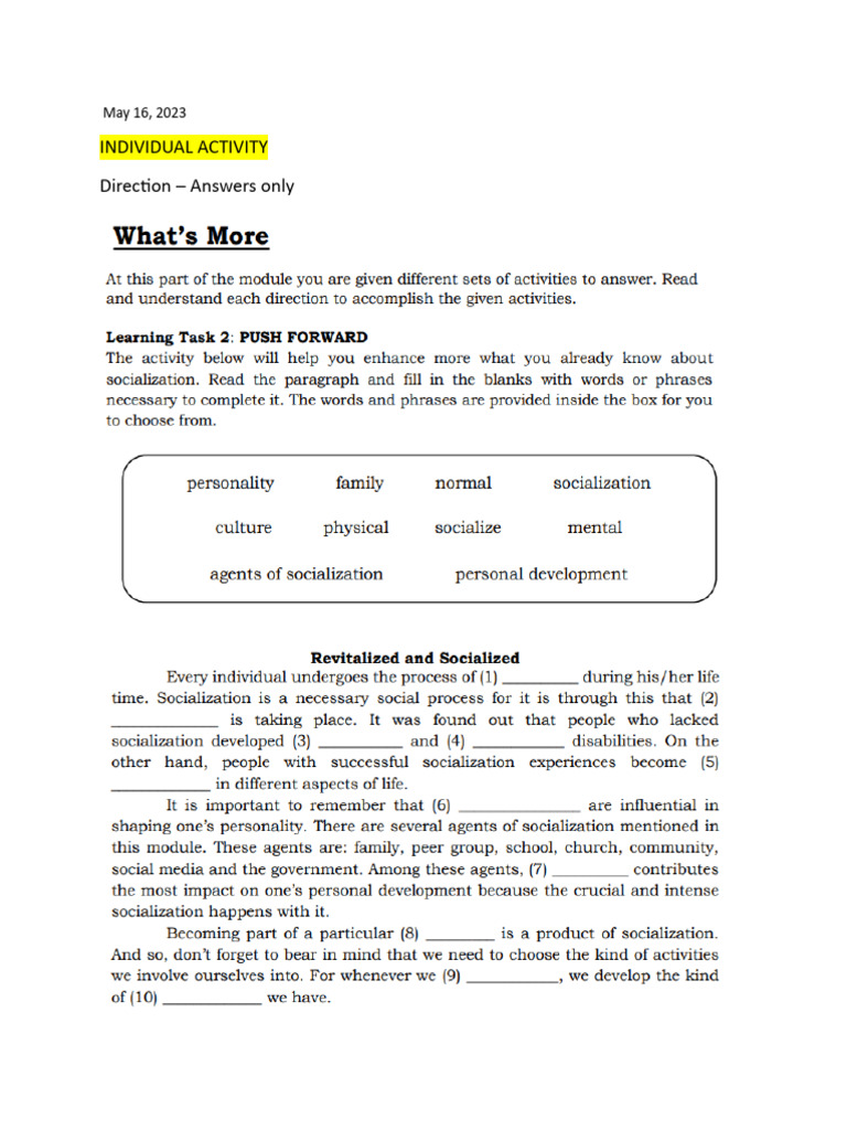 May 16 2023 Individual Activity | PDF