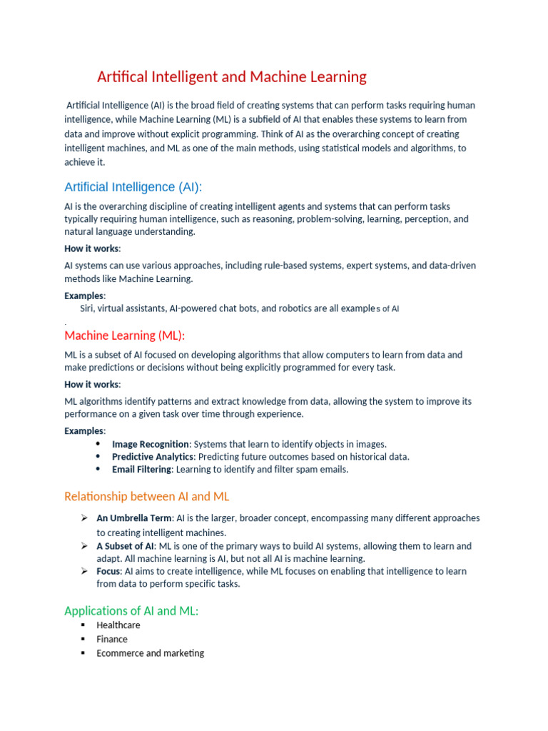 Artifical Intelligent and Machine Learning | PDF | Machine Learning ...