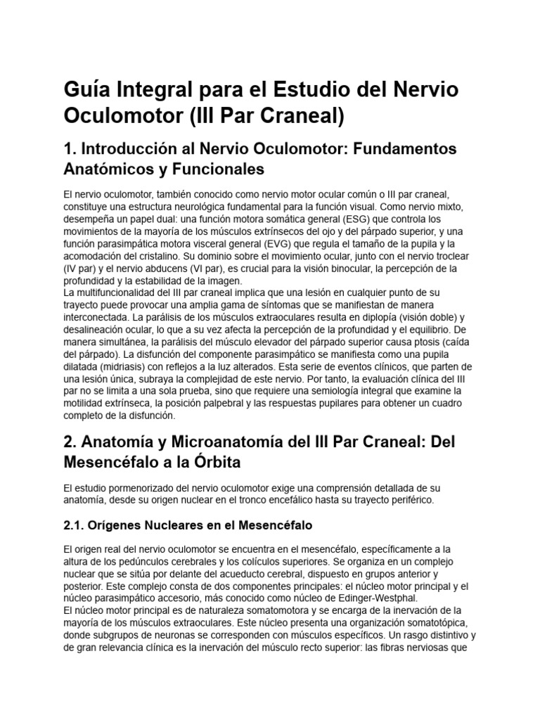 Guía Del Nervio Motor Ocular Común | PDF | Anatomía humana | Cabeza y ...