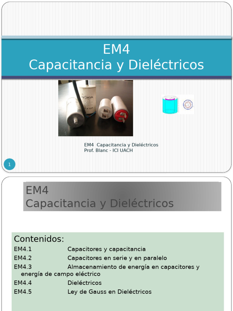 EM4 Capacitancia y Dieléctricos | PDF | Capacidad | Condensador