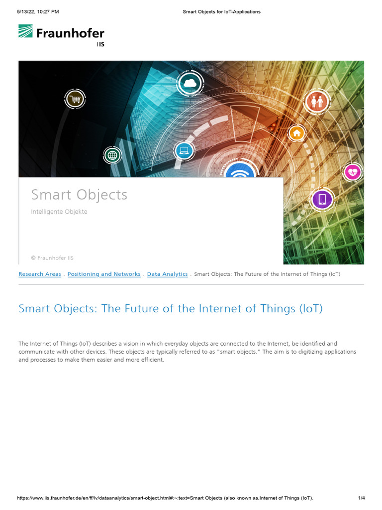 Smart Objects in IoT Applications | PDF | Internet Of Things | Computing