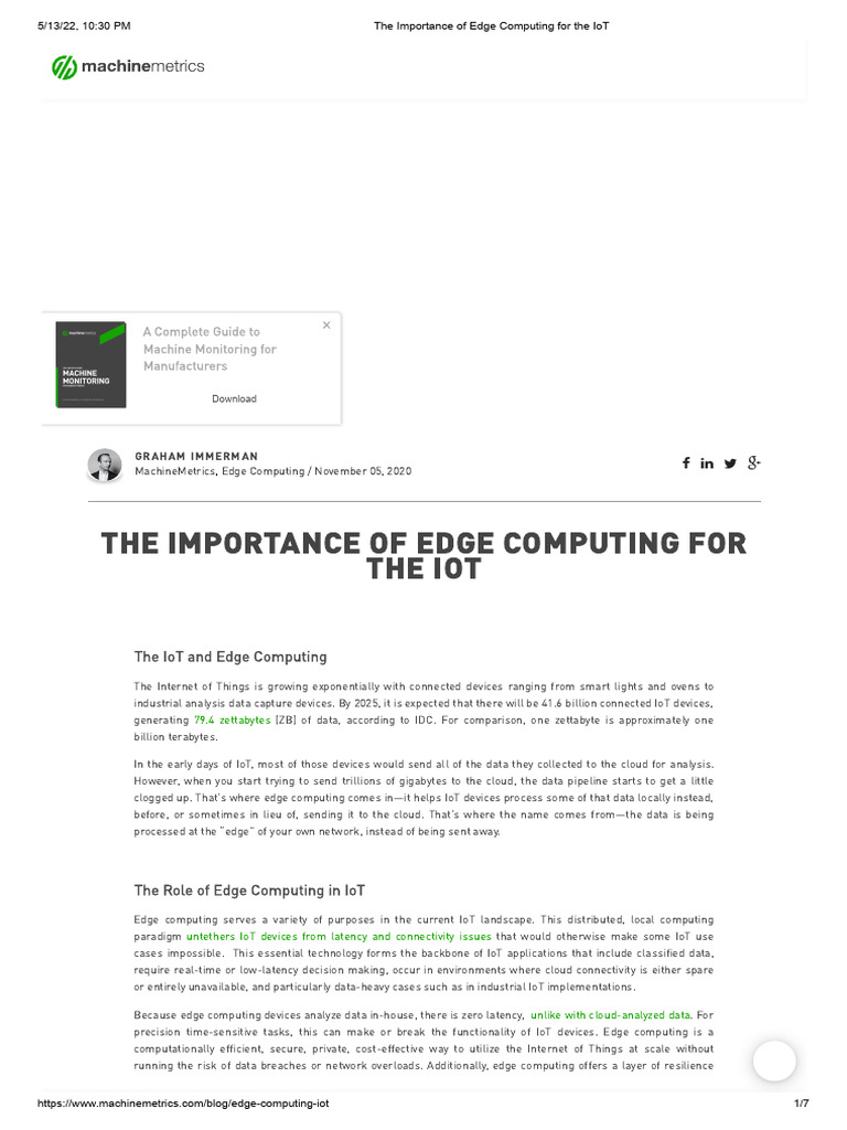 The Importance of Edge Computing For The IoT | PDF | Internet Of Things ...