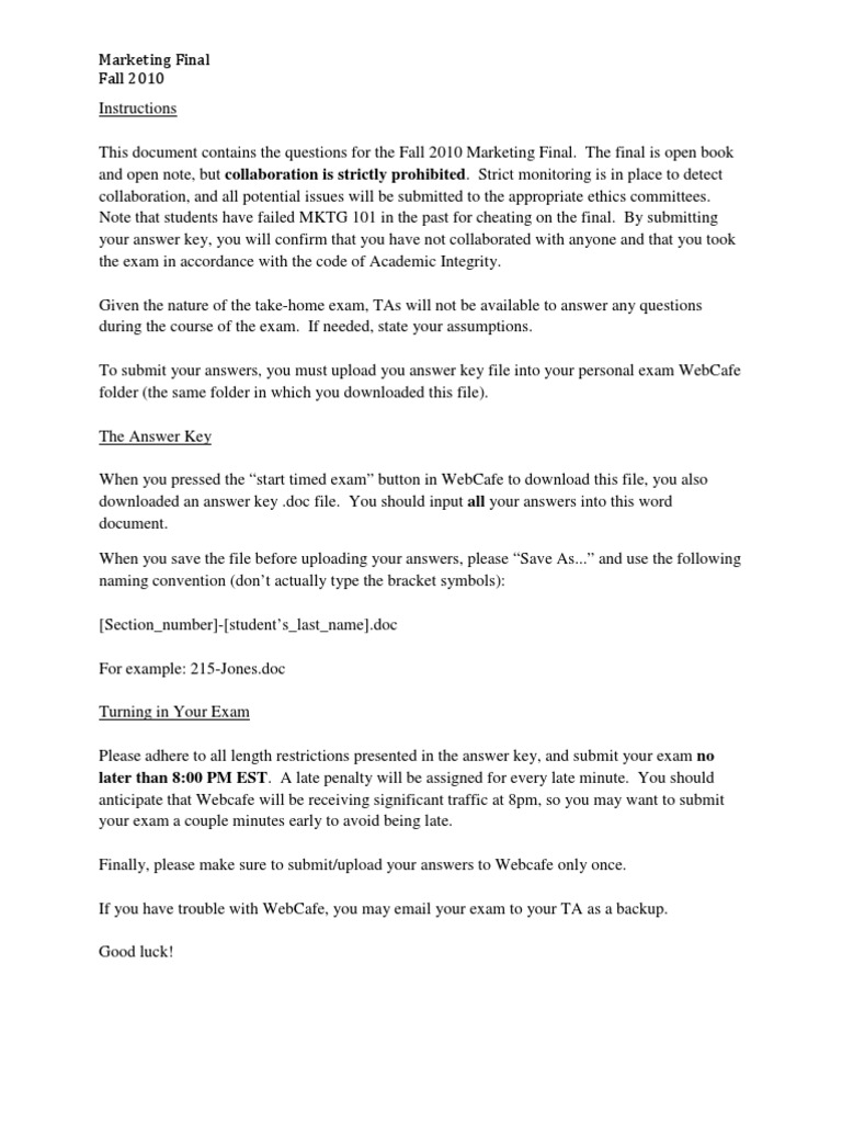 Final Exam | PDF | Retail | Sales