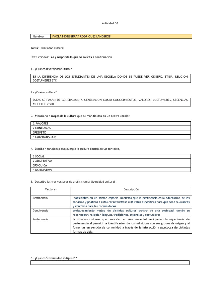 ACT03_ Diversidad Cultural | PDF | Lingüística | Sociedad