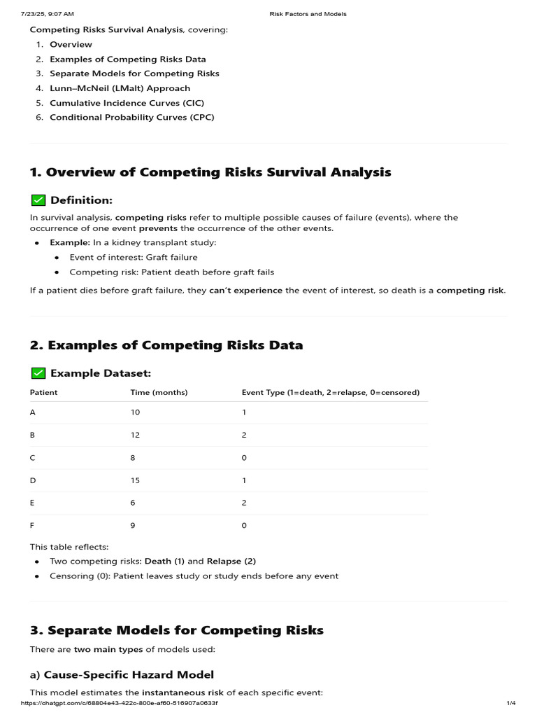 Competing Risks Survival Analysis Pdf Risk Statistical Analysis