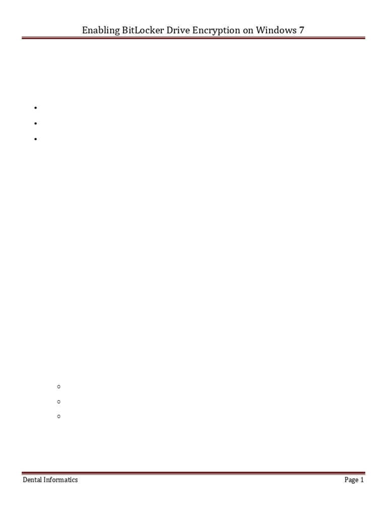 Enabling BitLocker Drive Encryption On Windows 7 | PDF | Booting ...