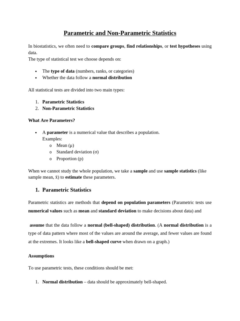 Parametric and Non | PDF | Statistics | Normal Distribution