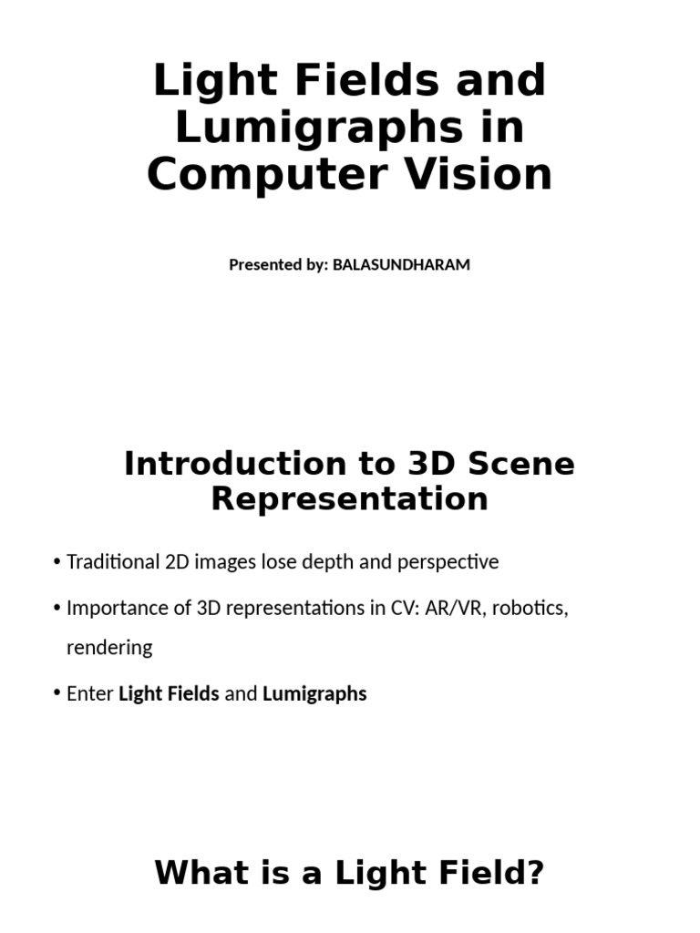 Light Fields and Lumigraphs in CV | PDF