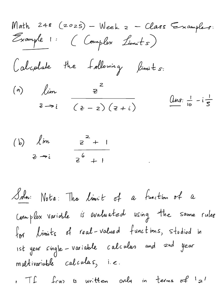 Week 2 - Example 1 - Evaluating The Limit of A Function of A Complex ...