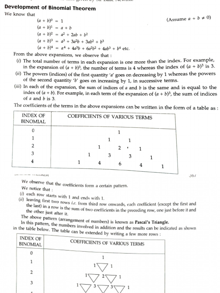 Binomial Theorem | PDF | Arithmetic | Mathematical Objects