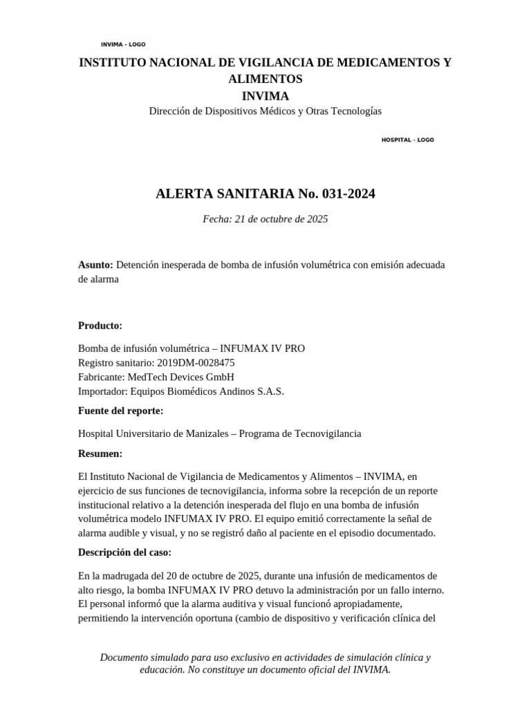 Alerta Sanitaria: Bomba INFUMAX IV PRO | PDF | Medicamentos con receta ...