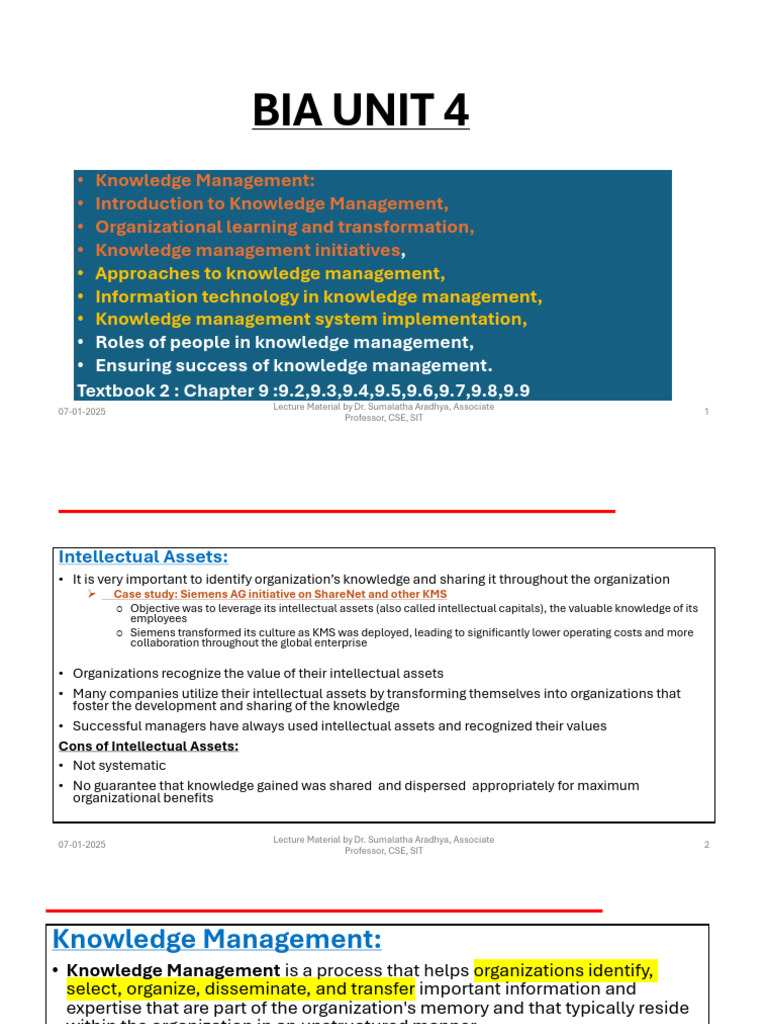 BIA UNIT 4 (1) | PDF | Knowledge Management | Knowledge