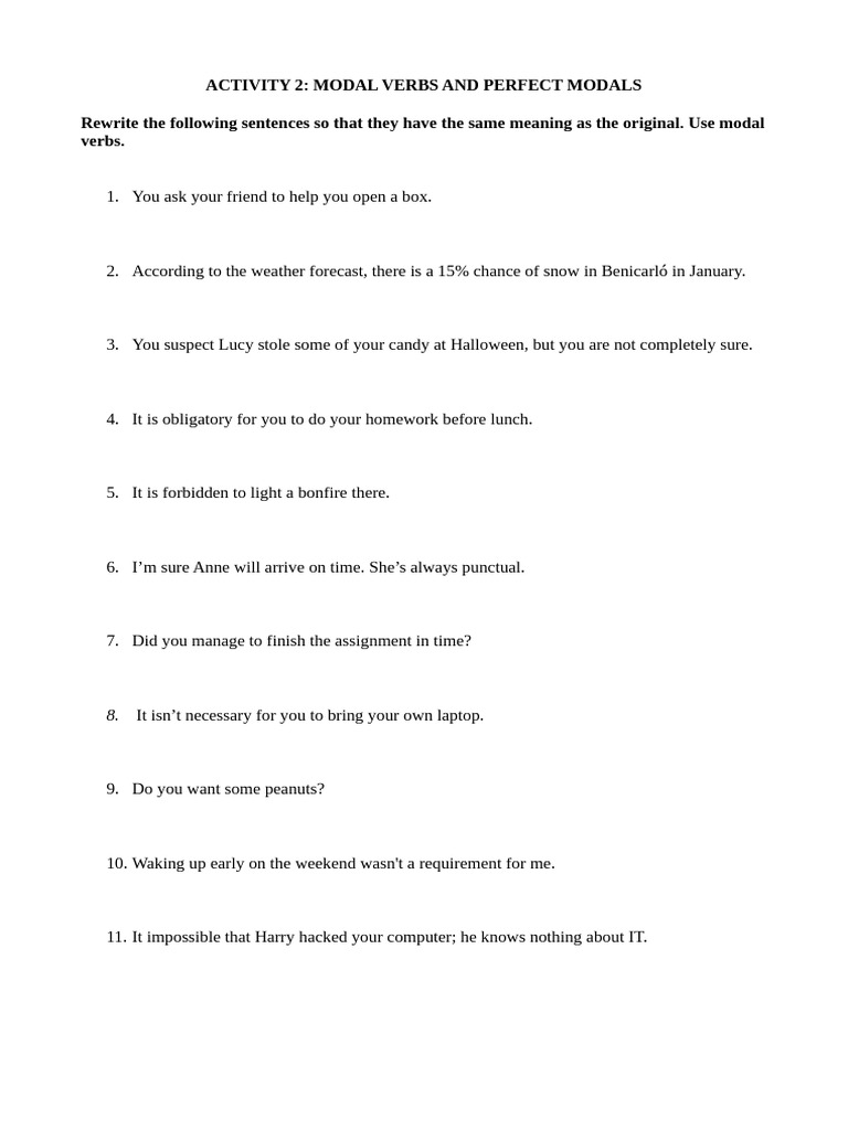 Review Modal Verbs | PDF