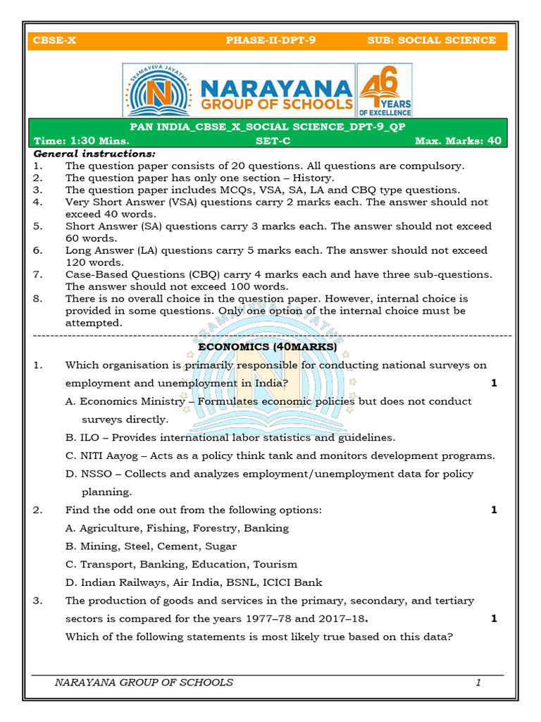 PAN INDIA_CBSE_X_SOCIAL SCIENCE_PHASE_II_DPT_9_SET_C_QP_19_11_25 | PDF | Gross Domestic Product ...