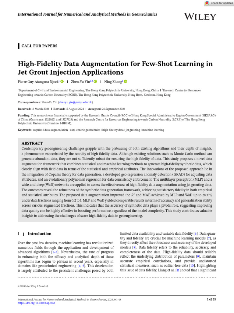 Num Anal Meth Geomechanics - 2024 - Atangana Njock - High%E2%80 ...