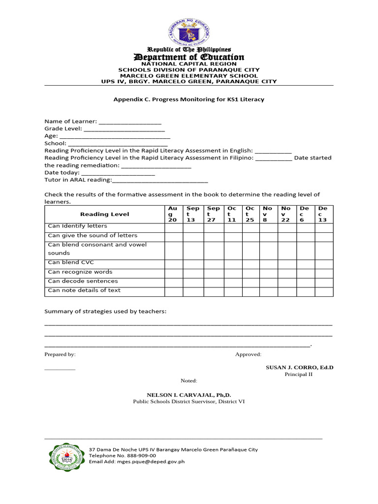 Aral Reading Progress With Signatory | PDF | Applied Linguistics | Learning