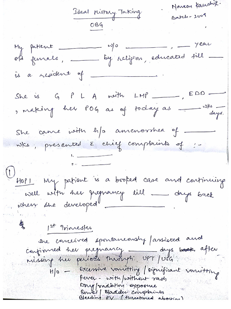 Obs Gynae History Taking-1 | PDF