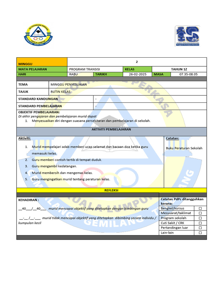 Rph3 Bahasa Arab Hari Rabu m2 26 Feb 2025 | PDF