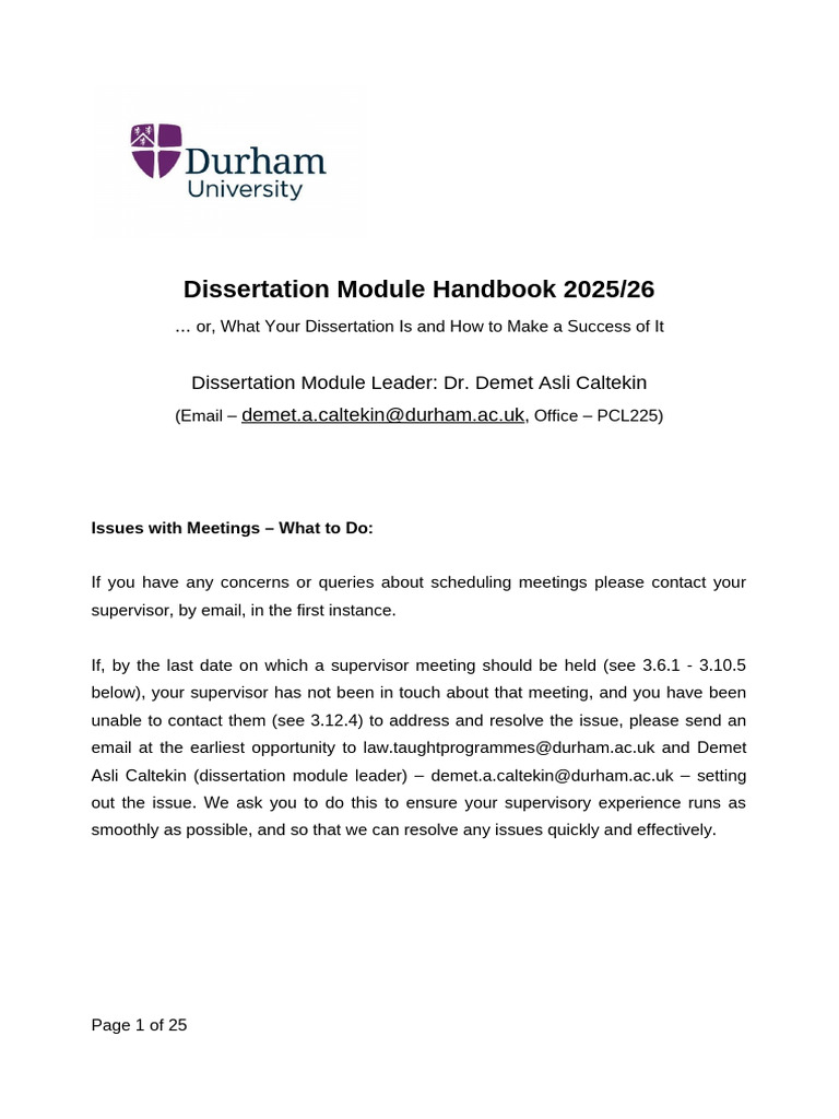 Dissertation Handbook 25-26 Student | PDF | Thesis | Plagiarism