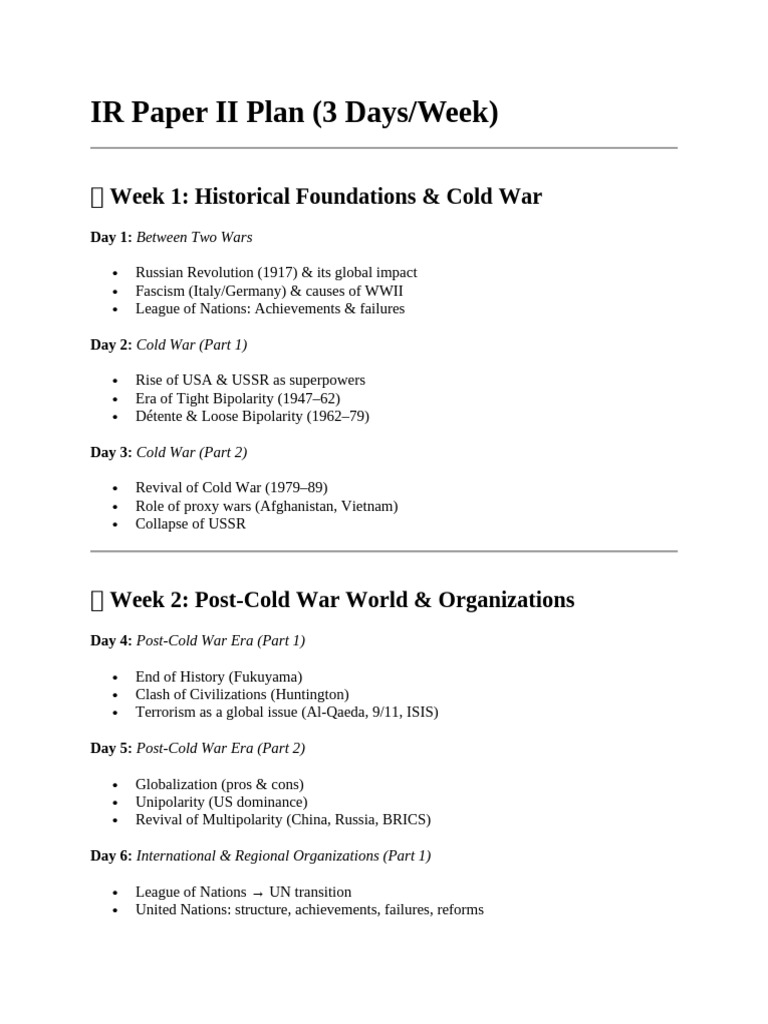 IR Paper II Plan | PDF | Cold War | Pakistan
