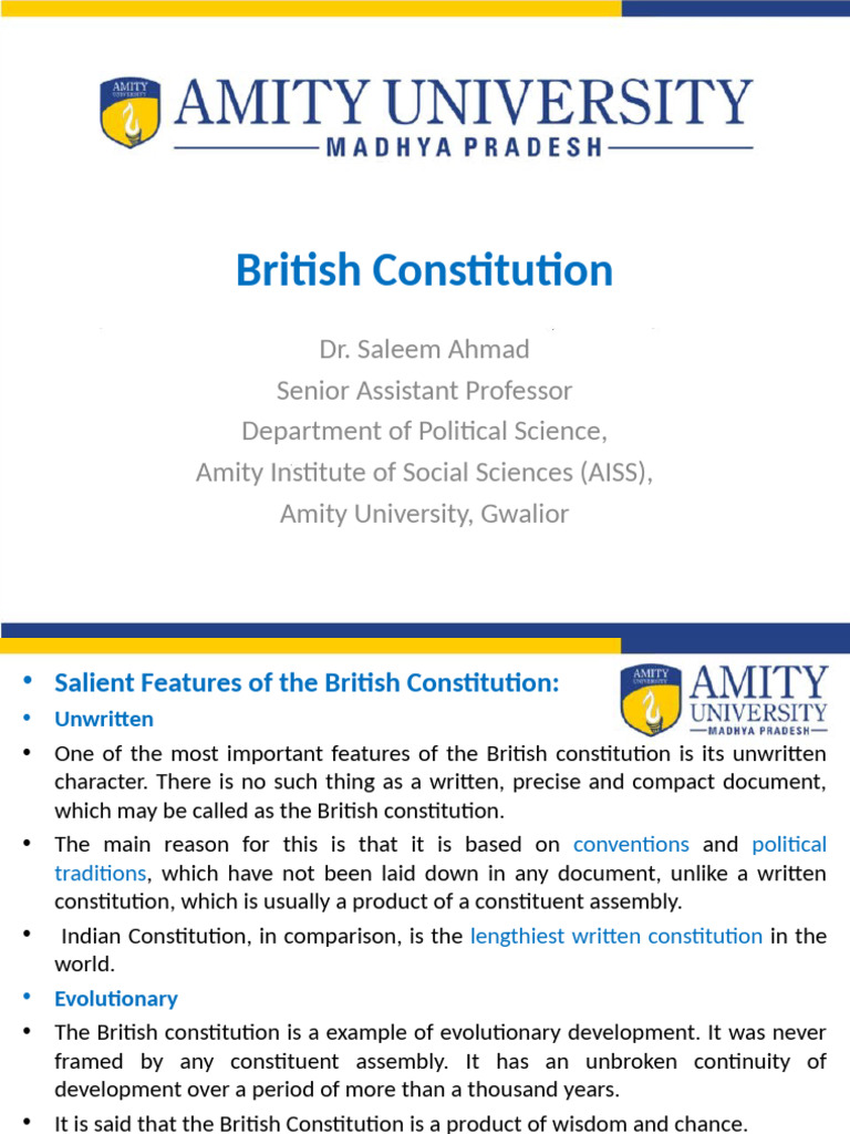 Key Features of the British Constitution | PDF | House Of Commons Of ...