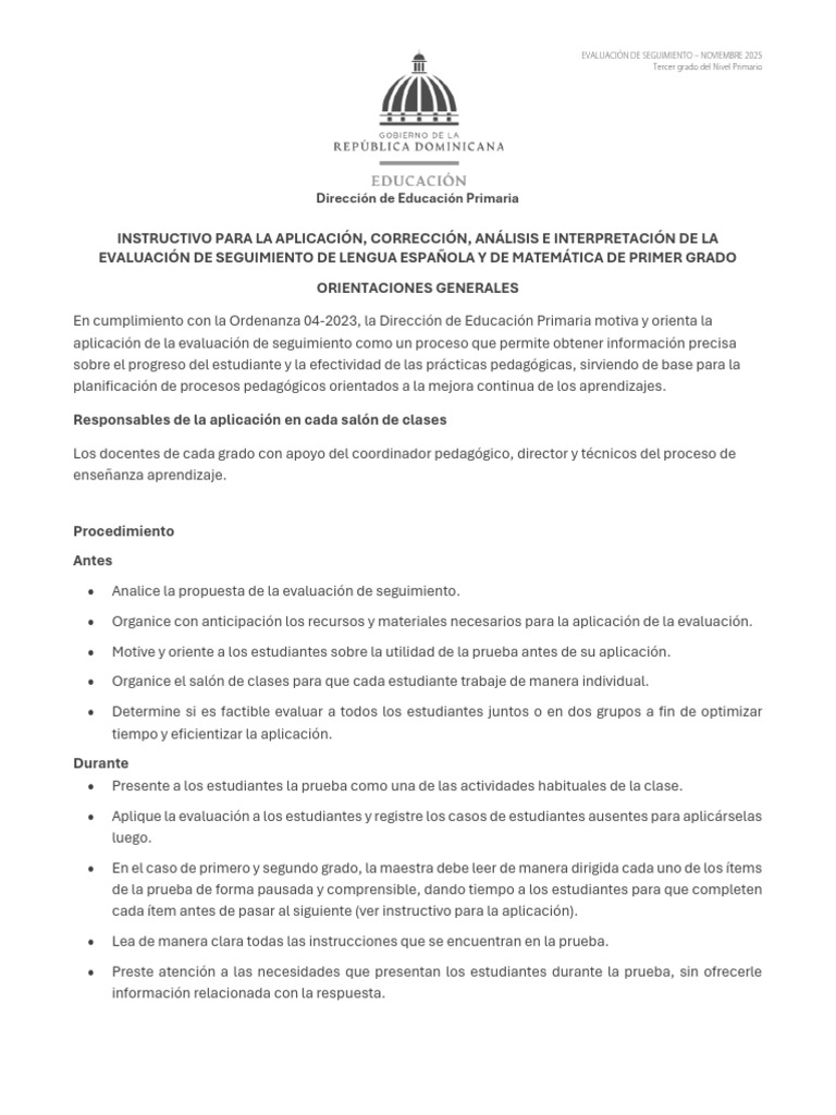 3.Er Orientaciones Eval Seg Nov25 | PDF | Educación primaria | Evaluación