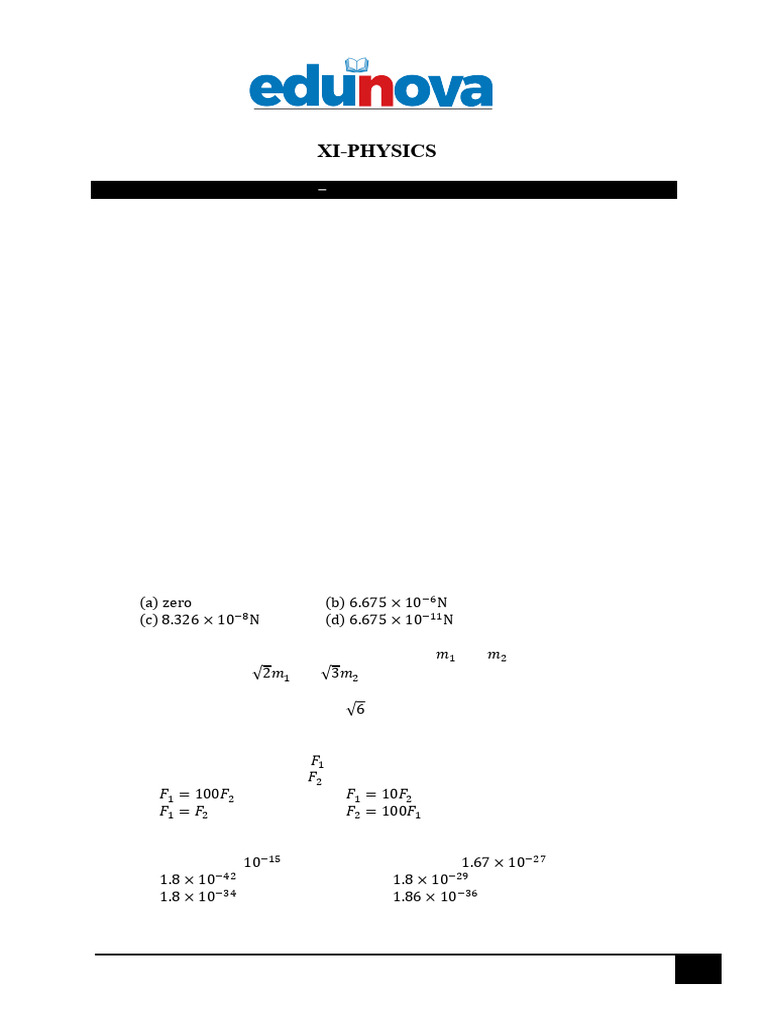 DPP-1 Gravitation - Gravitational Force | PDF | Force | Mass