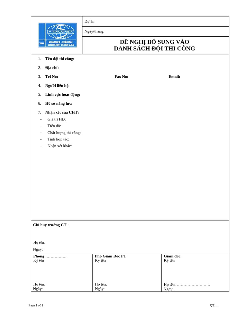 XMT-De Nghi Bo Sung Vao Danh Sach Doi Thi Cong | PDF