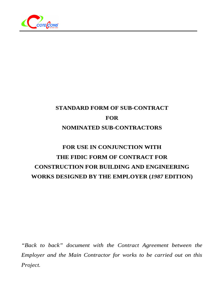 Sub Contract Agreement | PDF | Private Law | Business Law