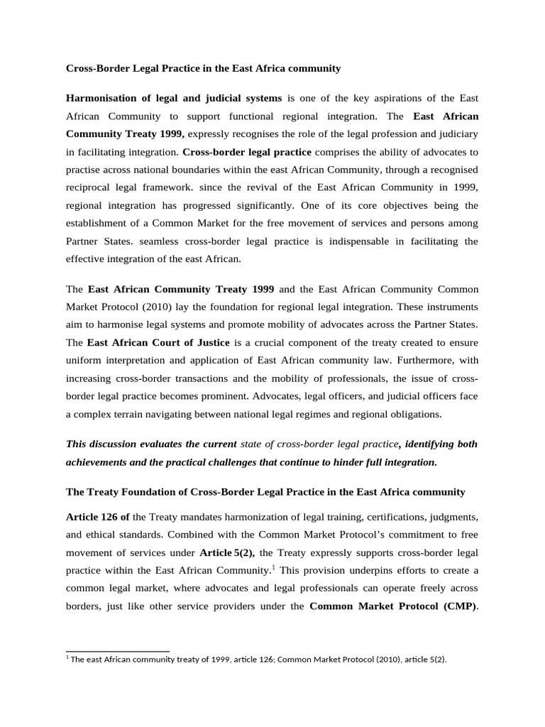 Cross-Border Legal Practice in East Africa | PDF | Treaty ...