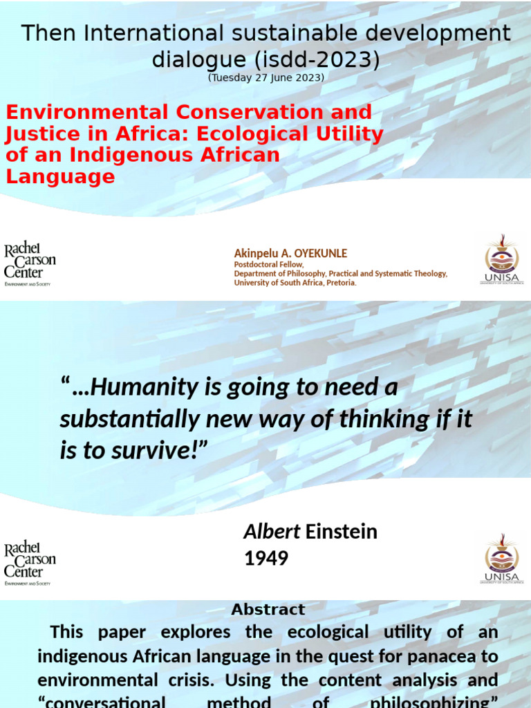 DR Oyekunle Presentaion at ISDD - PPTX PPP N | PDF | Ecocriticism ...