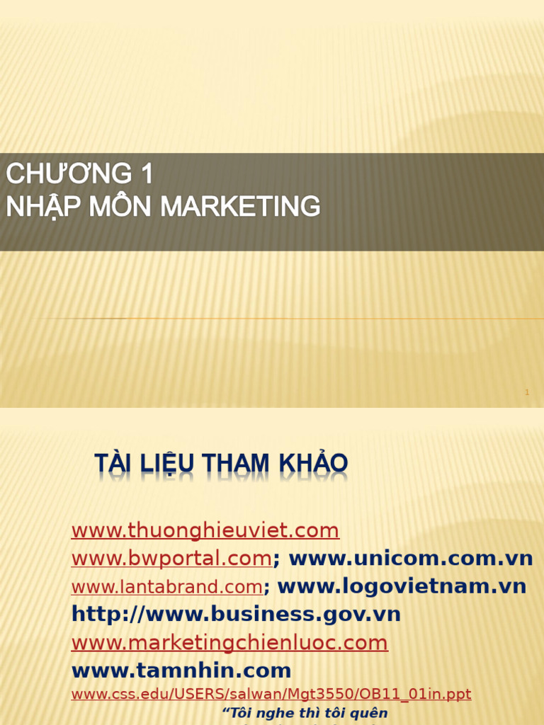Chap 1 - Nhập Môn Marketing | PDF
