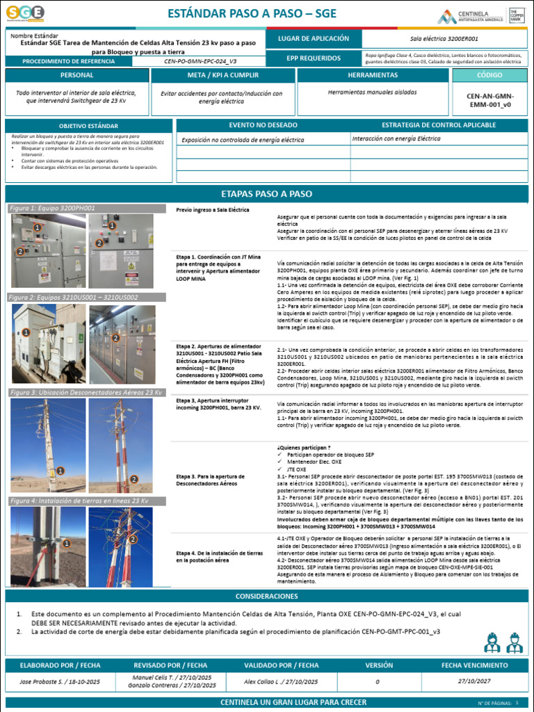 Estándar SGE Tarea de Mantención KV Paso A Paso para Bloqueo y Puesta A ...