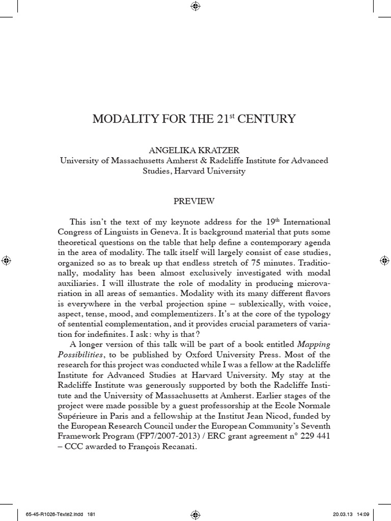 Exploring Modality in Linguistics | PDF | Modal Logic | Grammar