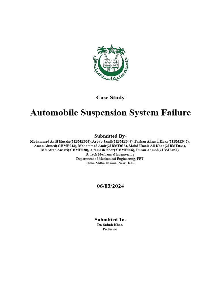 Automobile Suspension Failure Analysis | PDF | Tire | Mechanical ...
